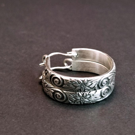 WILD FLOWER Hoop Earrings Sterling Silver